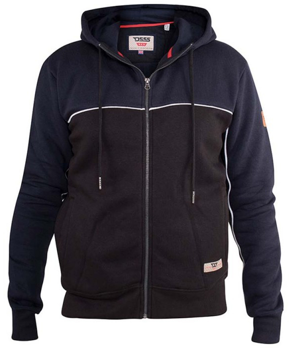 Miesten huppari isot koot D555 Vincent Full Zip Hoody With Chest And ...